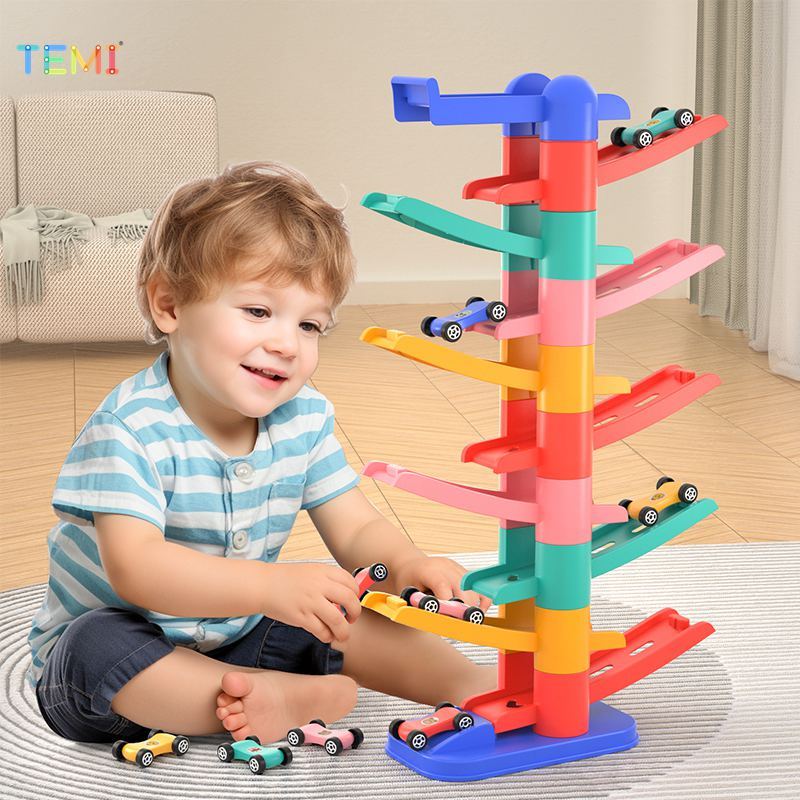 TEMI Children's Toy Car Sliding Track 6 Layer Overspeed Car Toy Set ...
