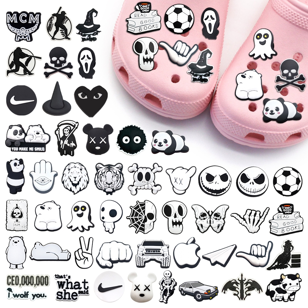 Cute Black and white cartoon series 1pcs crocs Charms jibbitz DIY clogs ...