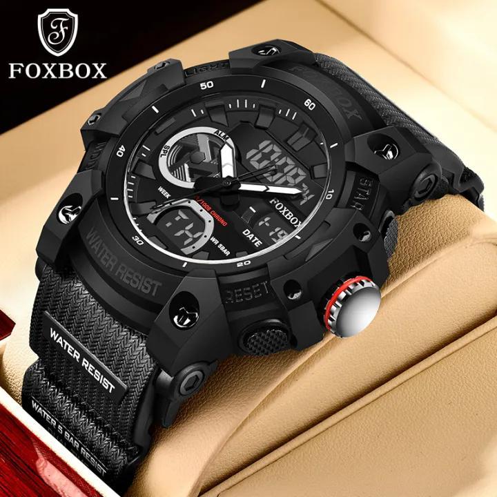 FOXBOX Dual Display Watch Men Original Chronograph Luminous Waterproof ...