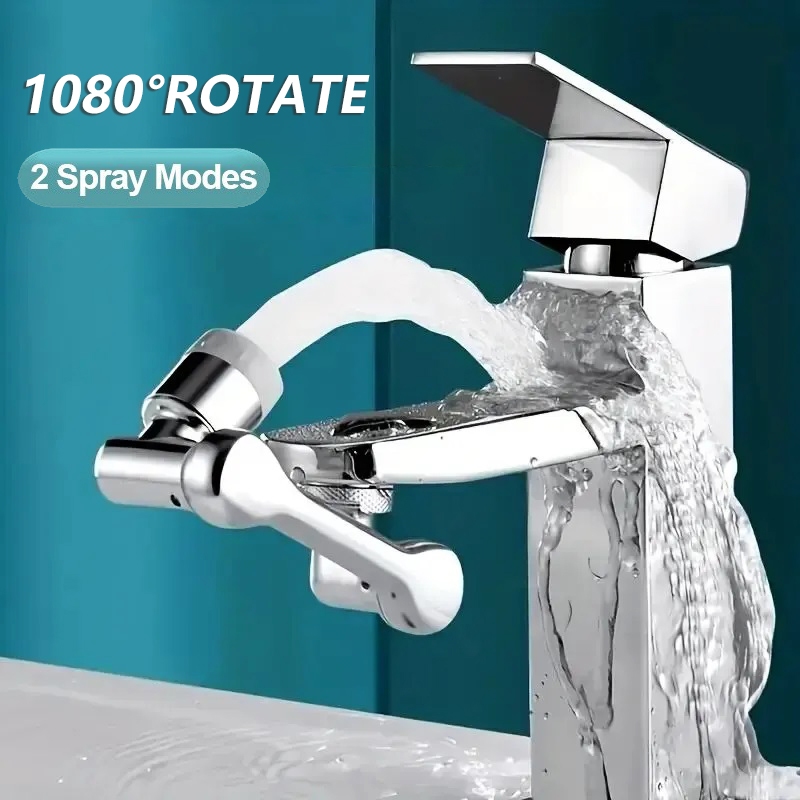 1080° Rotatable Faucet Extender Sprayer Head 2 Modes Universal Bathroom ...