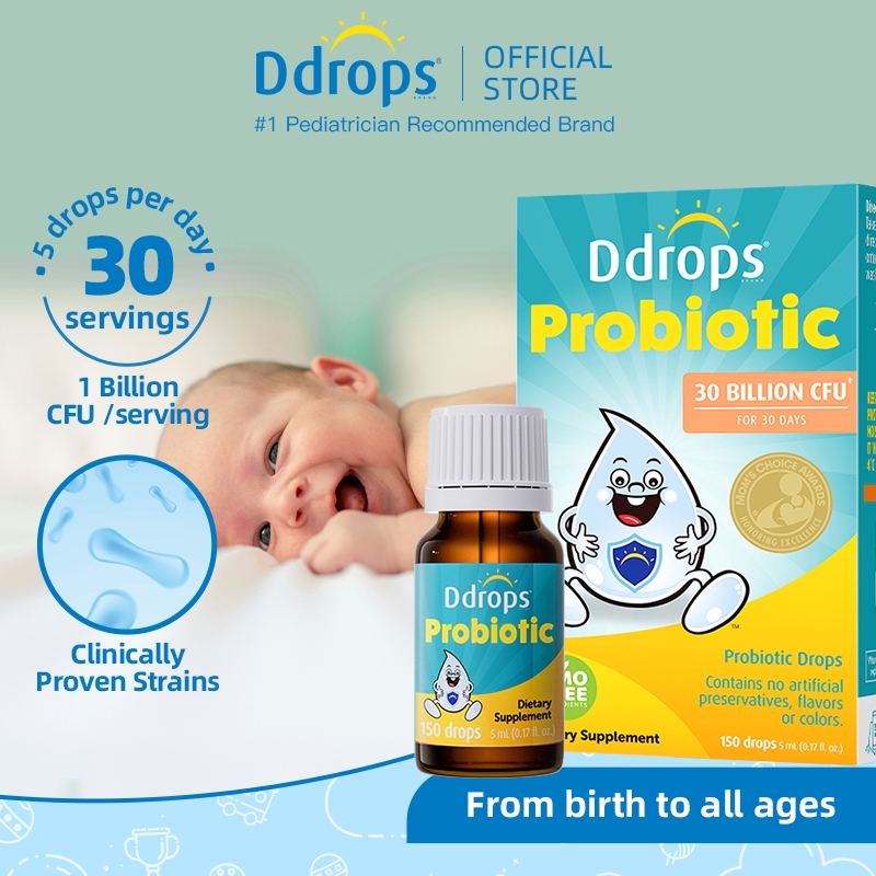 Ddrops Kids Liquid Animal Bifidobacterium Probiotic Supplement 150 ...