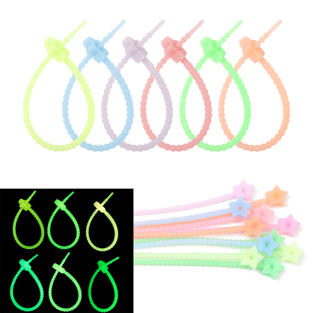 5PCS/bag DIY Colored Luminous Silicone Keychain Zip Tie Cable Tie For ...