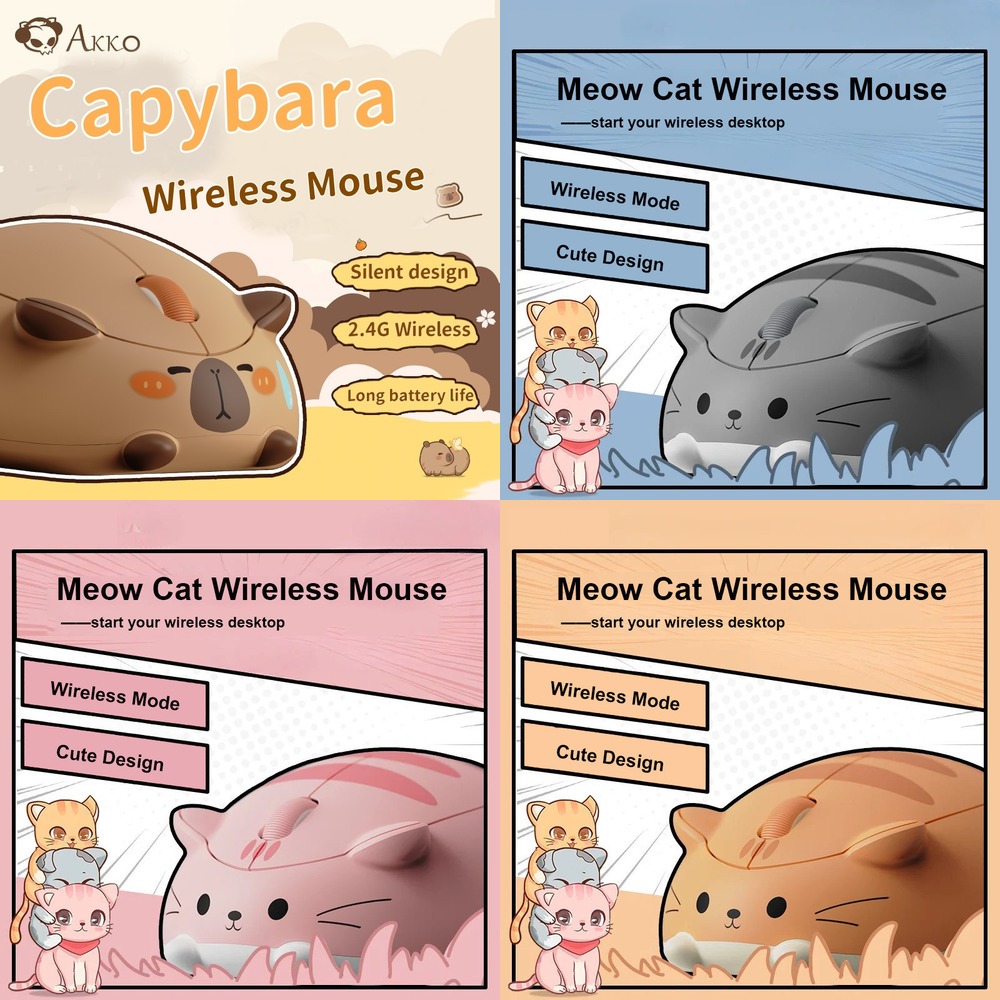 Akko Capybara Wireless Mouse 2.4GHz Cute Silent Mouse Portable Computer ...