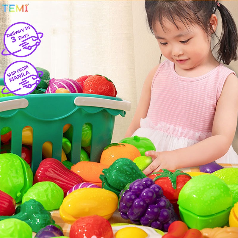 TEMI Kid Cutting Fruit Play Set Children's cooking Toys pretend to play ...