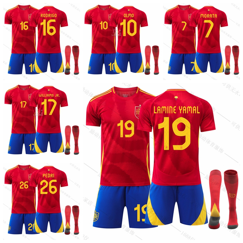 2024-25 Spain UEFA European Football Championship Home Kids Jersey Kit ...