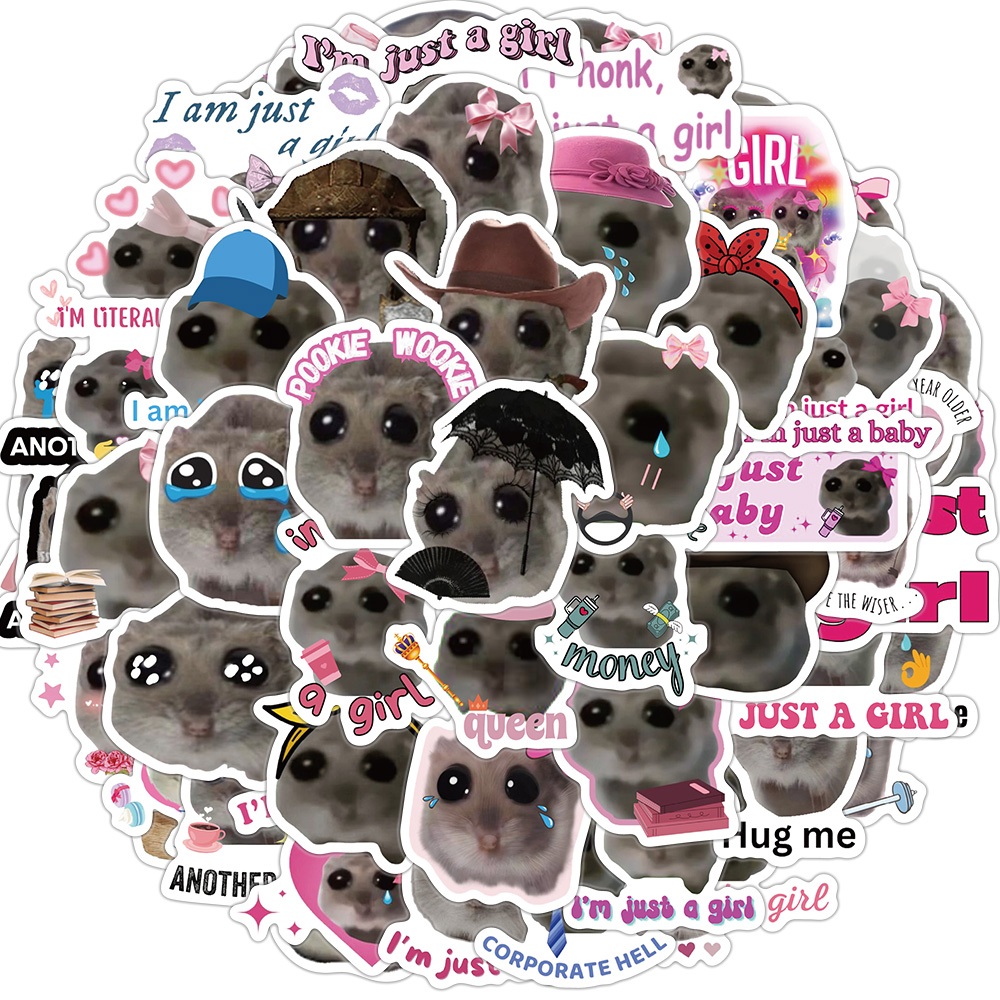[Large Sticker]56pcs Funny Sad Hamster Meme Stickers Decal for ...