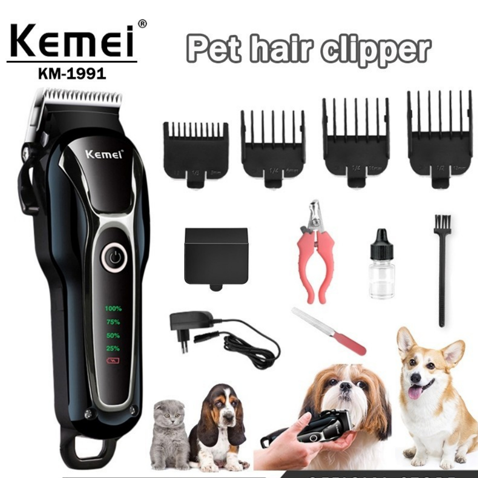 Kemei Professional Hair Clipper Razor Dog Heavy Duty Rechargeable Pet ...