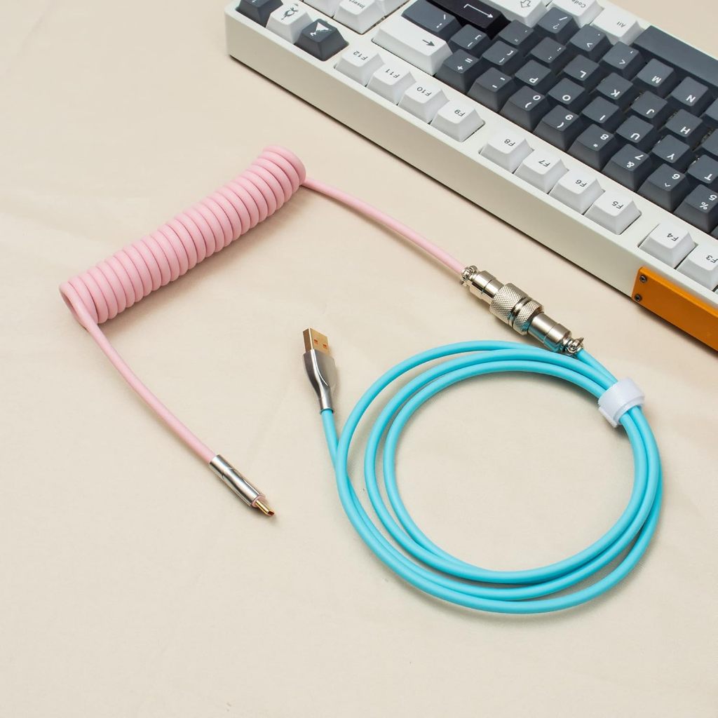 Custom Coiled Cable Type C to USB-A with Detachable Aviation Connector ...