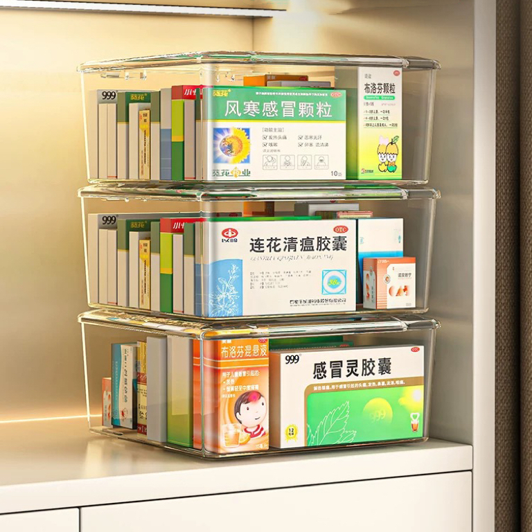 Transparent Visible Medicine Box Flip Cover Stackable Household High ...