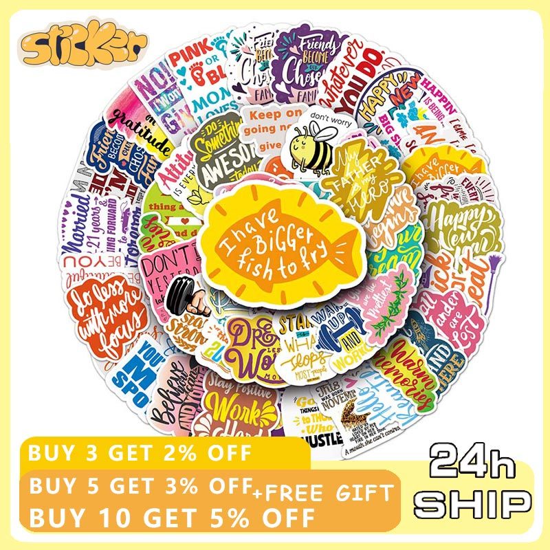 50pcs Motivational Phrase Sticker Encouragement Inspirational Quotes ...
