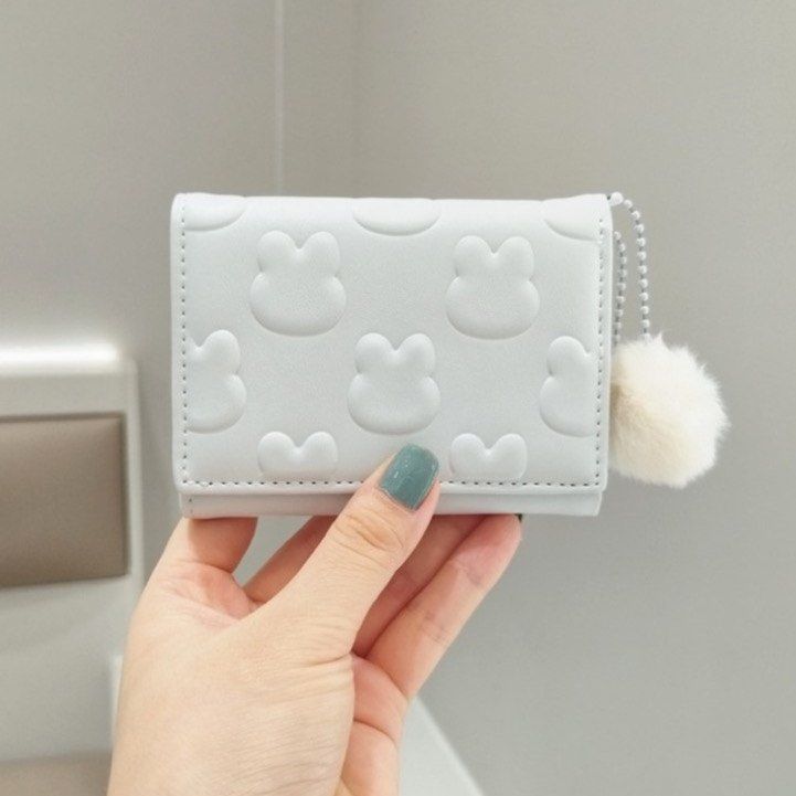 Rabbit Print Short Wallet Niche Mori Style Cute Small Wallet Girl ...