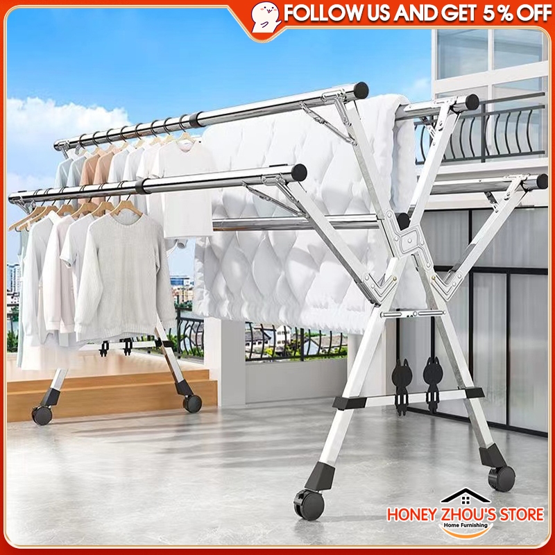 Movable Metal Clothes Pole Rack Drying Rack Laundry Rack Stand with ...
