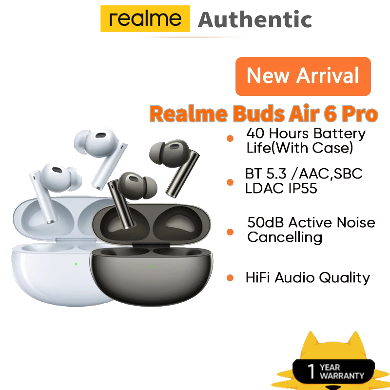Realme Buds Air 6 Pro True Wireless Earphone 50dB Deep Sea Noise ...