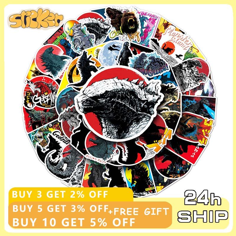 50PCS Monster Godzilla Anime Cartoon Graffiti Stickers Decorative ...