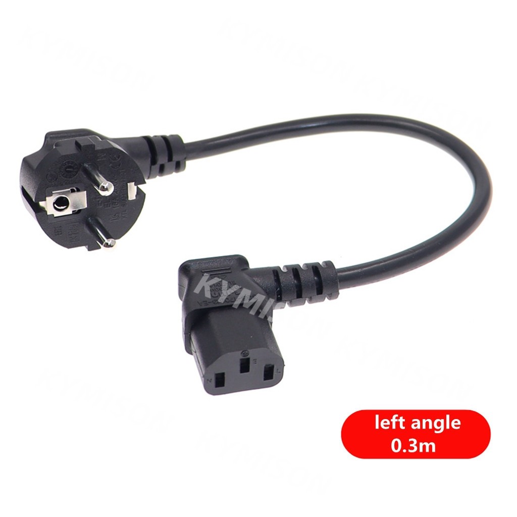 European 2 Pin Male to IEC 3 Pin Female ,Schuko to IEC C13 Angled 90 ...