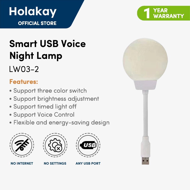 New USB Energy-Saving Lamp Plug-In Moon Shaped Voice Controlled Night ...