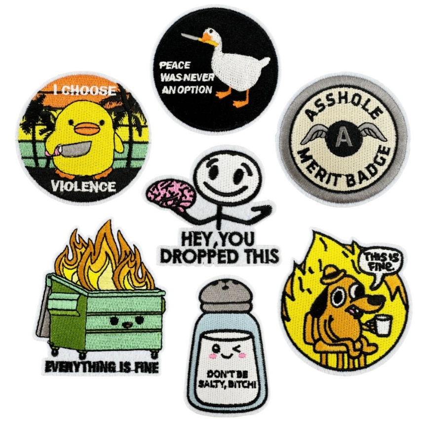 Dog Duck Cartoon Embroidered Cloth Stickers Ripped Fashion Anime ...