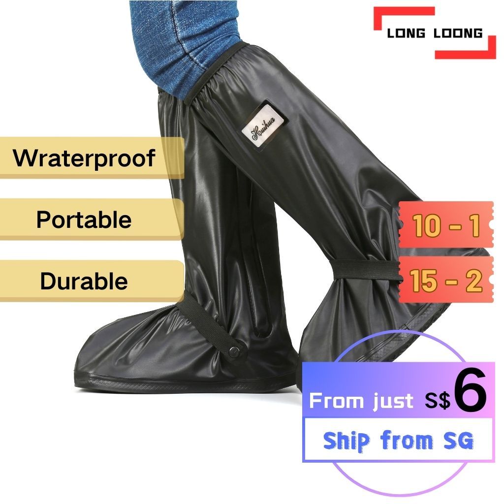 [SG in Stock]Waterproof Shoes Cover Portable Anti Slip Rain Boots Cover ...