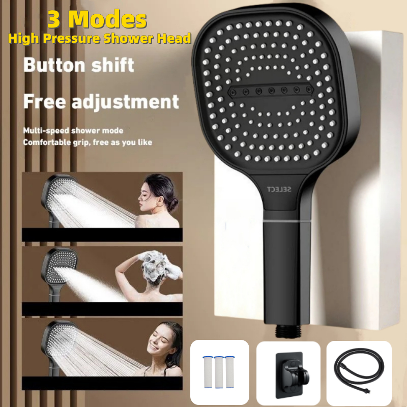 13CM Large Panel Nozzle 3 Modes Shower Head High Pressure Water Massage ...