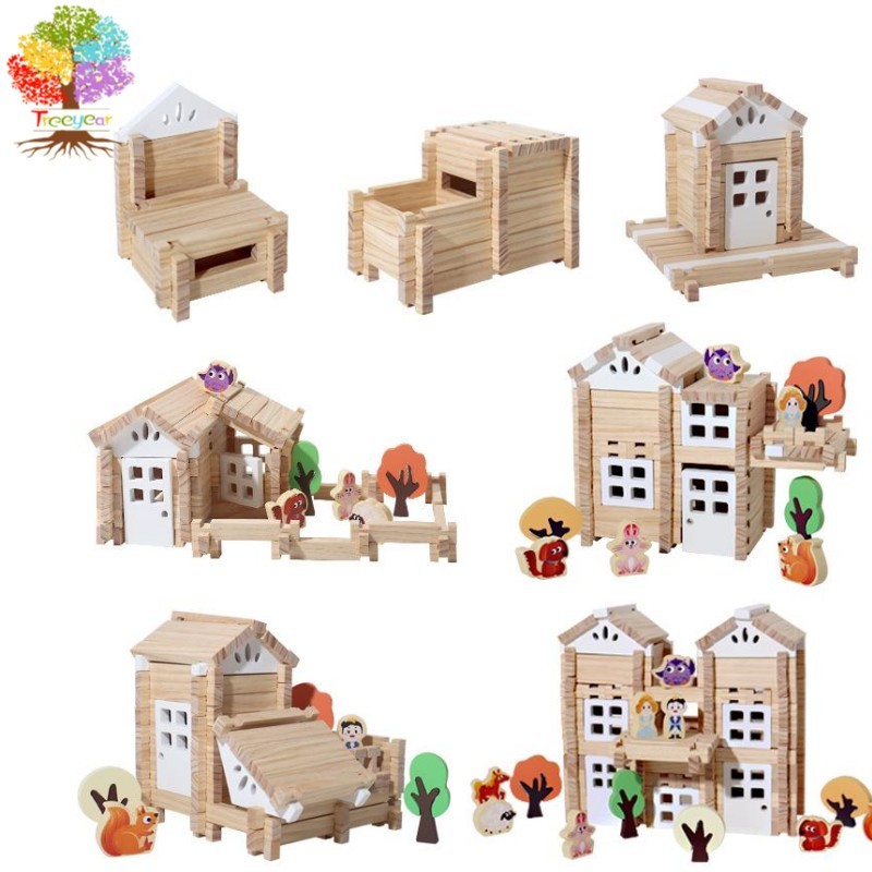 Kids Wooden Home Block - Wooden Model Kit | Mortise and Tenon Building ...