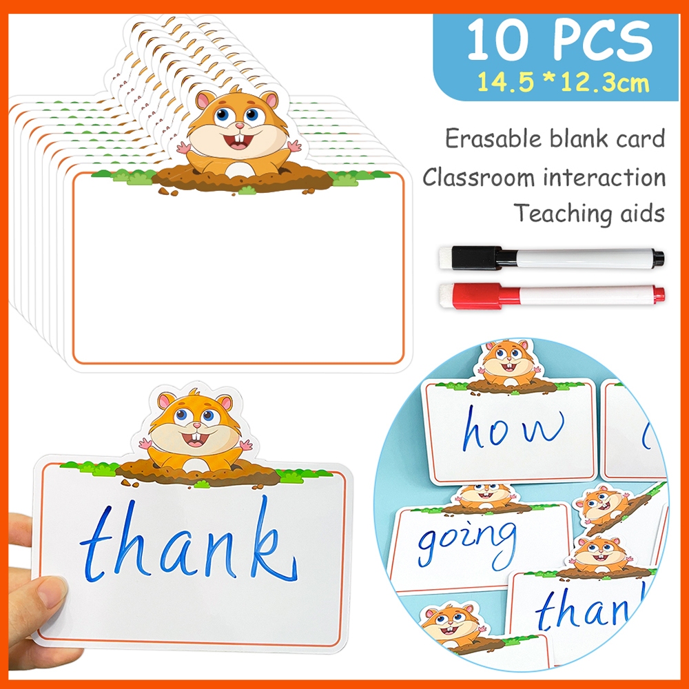 Cartoon Dry Erase Blank Cards Kids English Vocabulary Study Cards ...