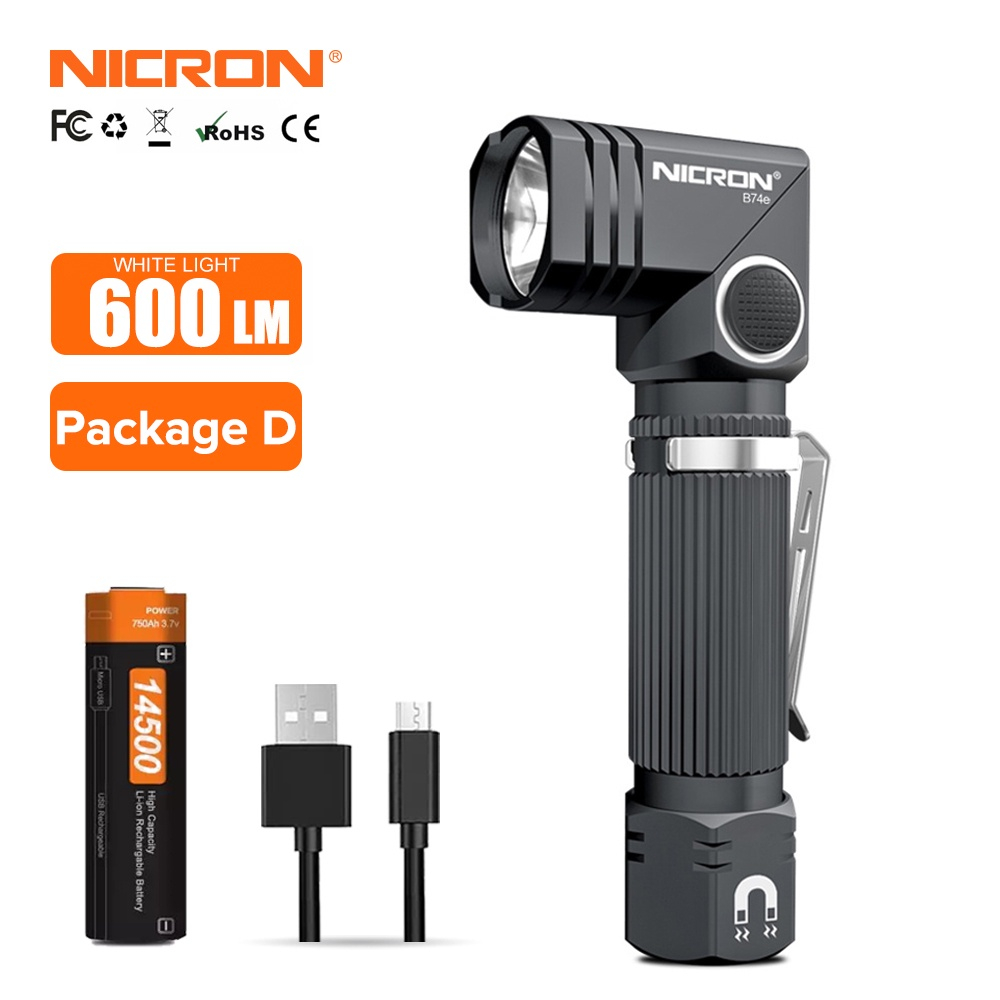 Nicron Led Flashlight B74E (N7) Handfree Dual Fuel 90° Twist Rotating ...
