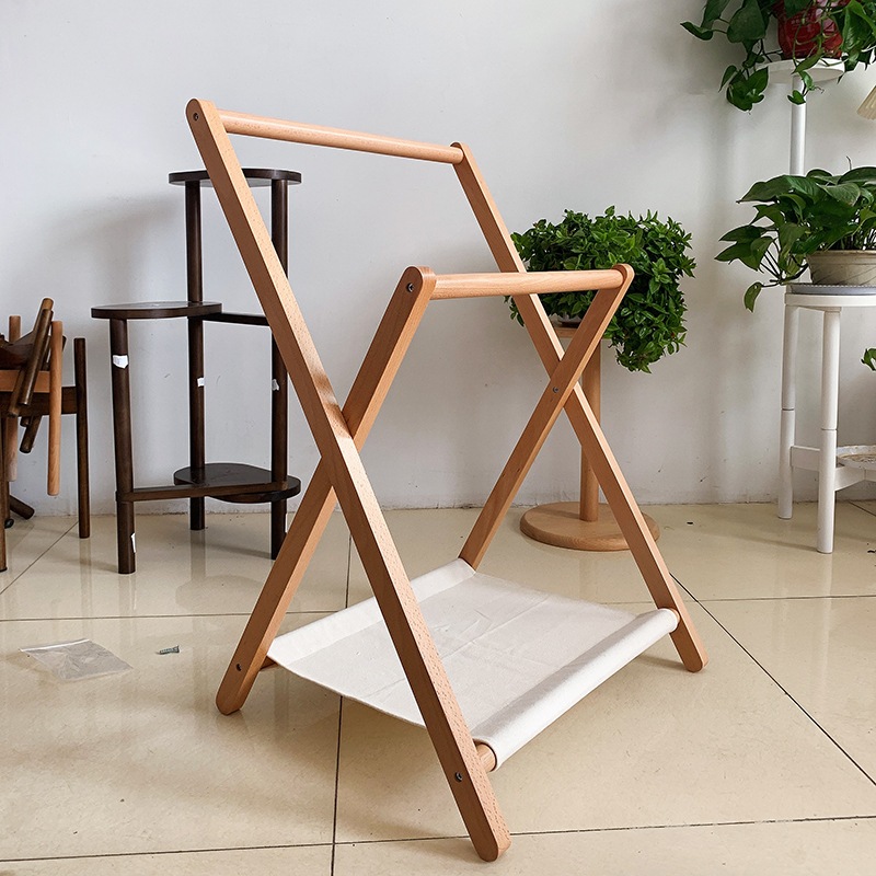 Nordic Solid Wood Bedside Storage Rack Clothes Storage Floor-Standing ...