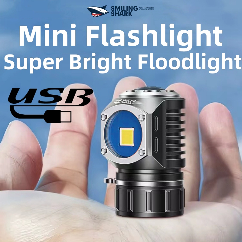 Smiling Shark ES16 Mini Flashlight LED P70 3000LM High Power Strong ...