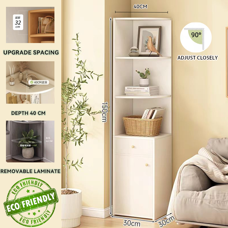 Wooden Corner Cabinet With Chest Drawer Nordic Storage Cabinet With ...