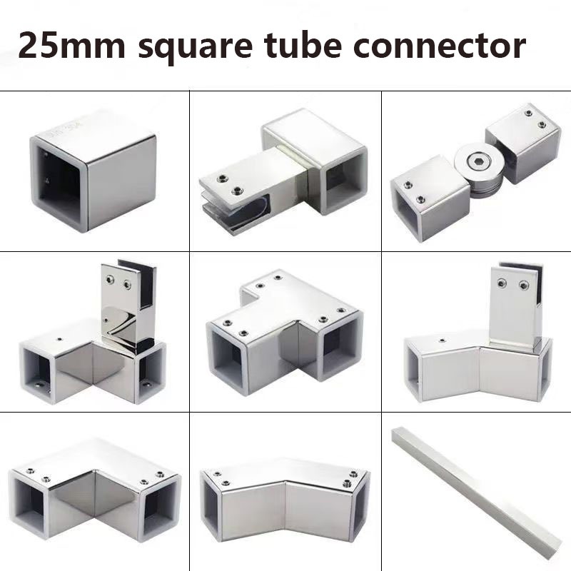 304 Stainless Steel Square Tube Bathroom Clip Connector Shower Room ...