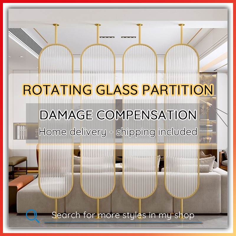 room divider Gold Glass Partition Screens Living Room Rotatable Glass ...