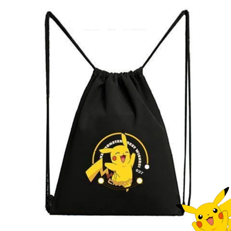 Pokemon Bag drawstring Bundle Pocket Slant Backpack for Girls Canvas ...