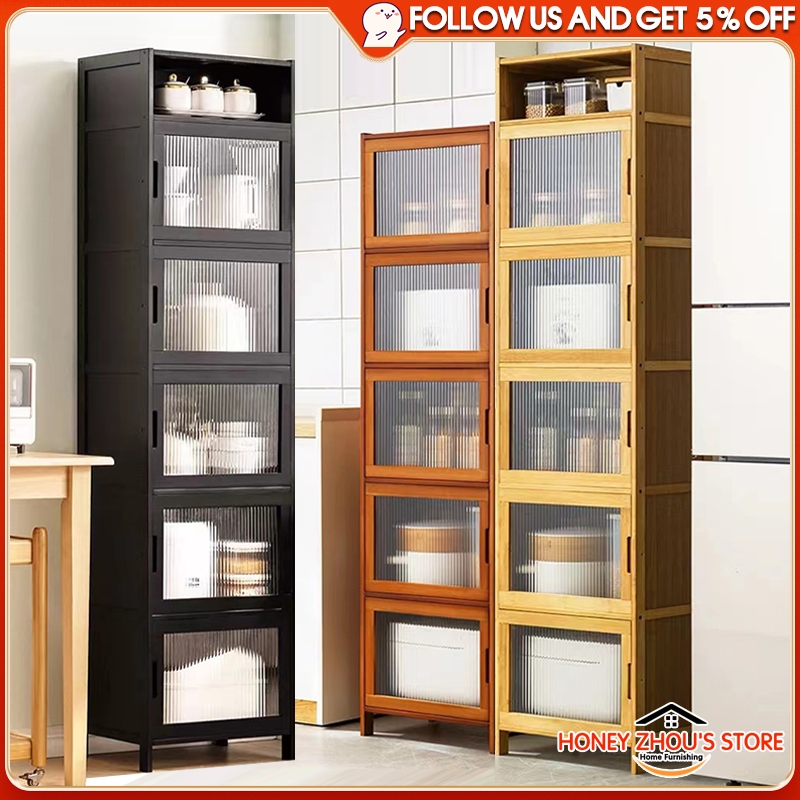 Kitchen Cabinet Sideboard Cabinet with Translucent Door Household ...