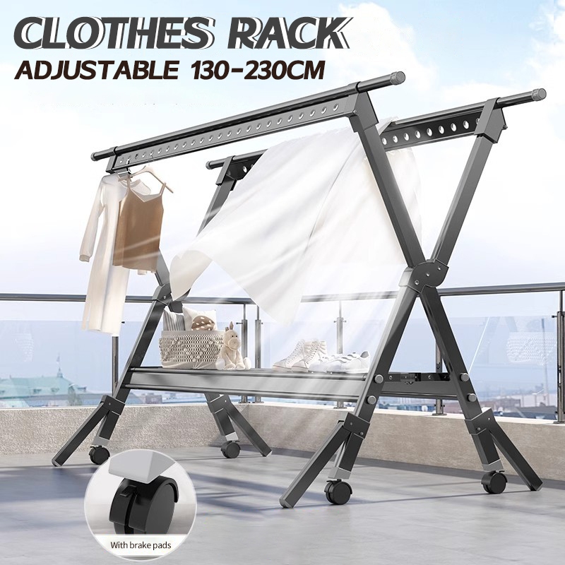 【SG Seller】Clothes Rack Stand Drying Rack Portable Adjustable Hanging ...