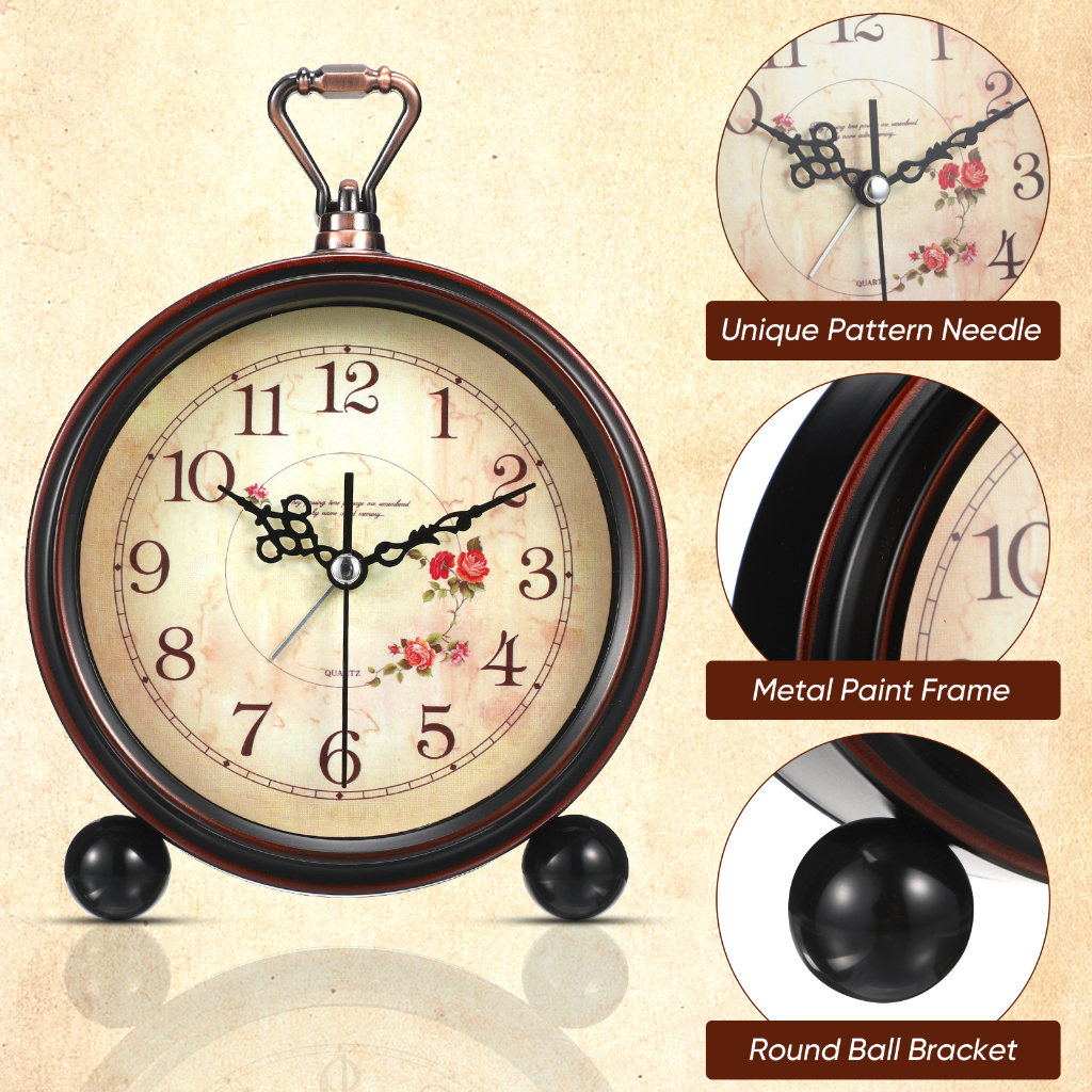 [Ready Stock] 1pc Vintage Table Clock Vintage Desk Clock Desktop Alarm ...