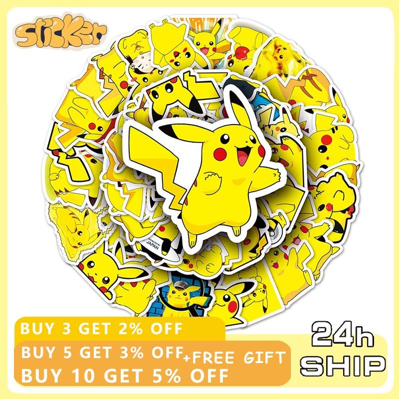 54pcs Pokemon Pikachu Cartoon Stickers Waterproof Decoration Laptop ...