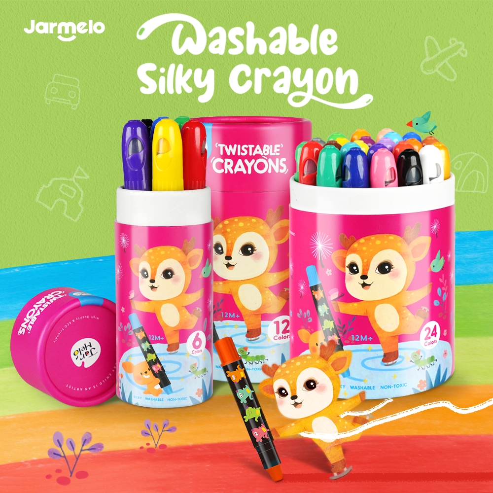 Jar Melo 36 Colour Crayon For Kids Washable Silky Smooth Twistable ...