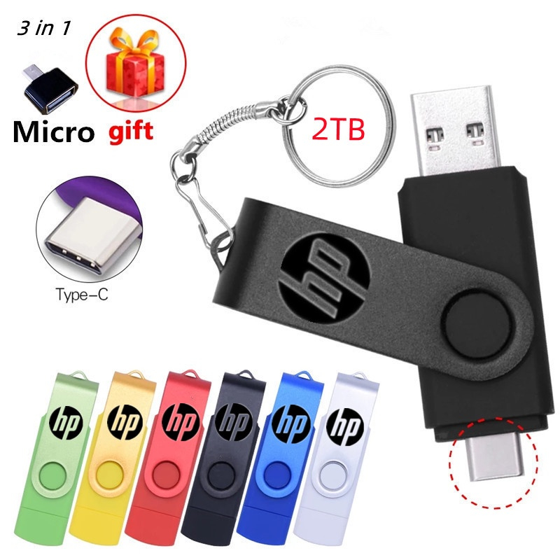 2TB flash drive 3 in 1 USB Type C port Micro port high speed otg ...