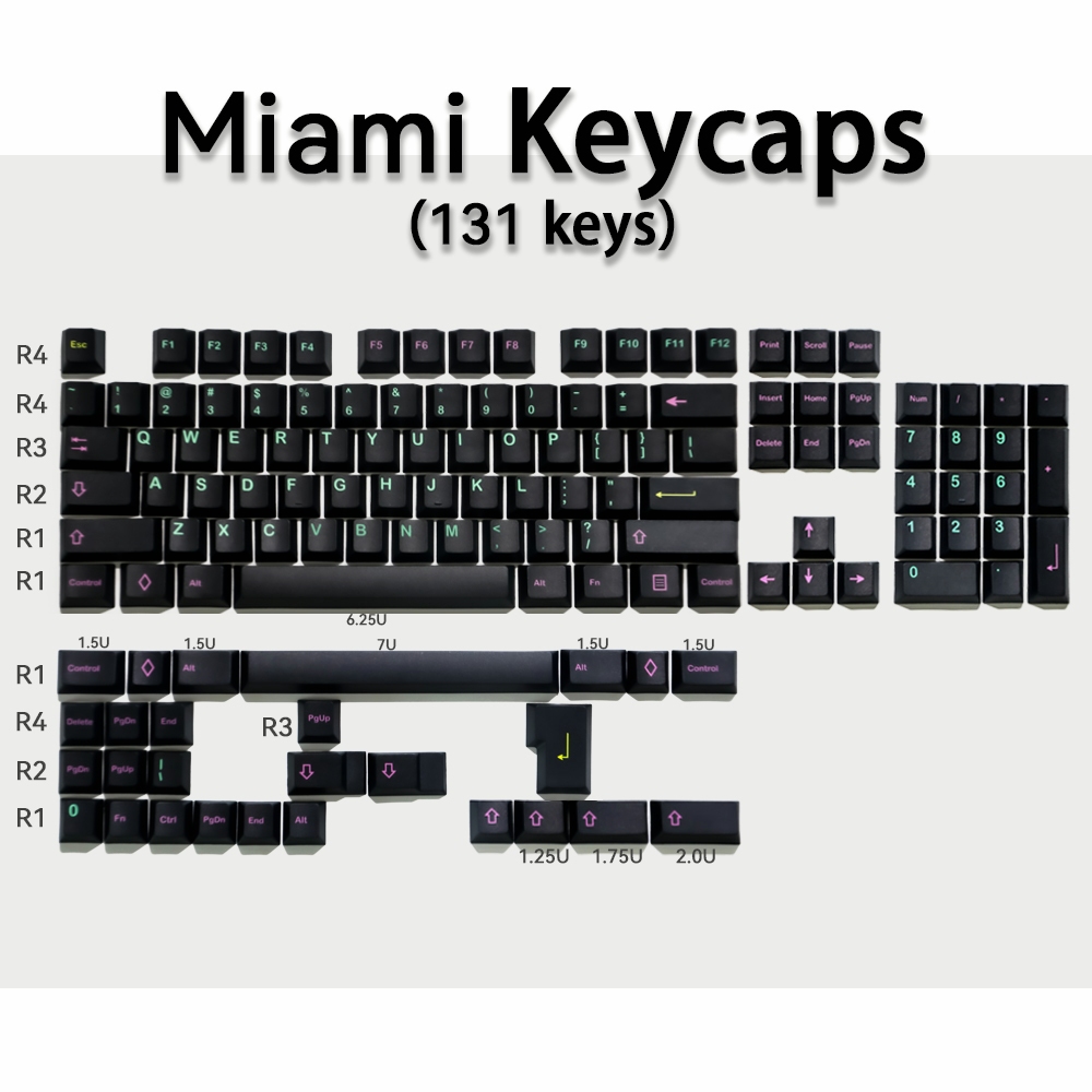 131 Keys GMK Miami Nights Keycaps Cherry Profile PBT Dye Sublimation ...