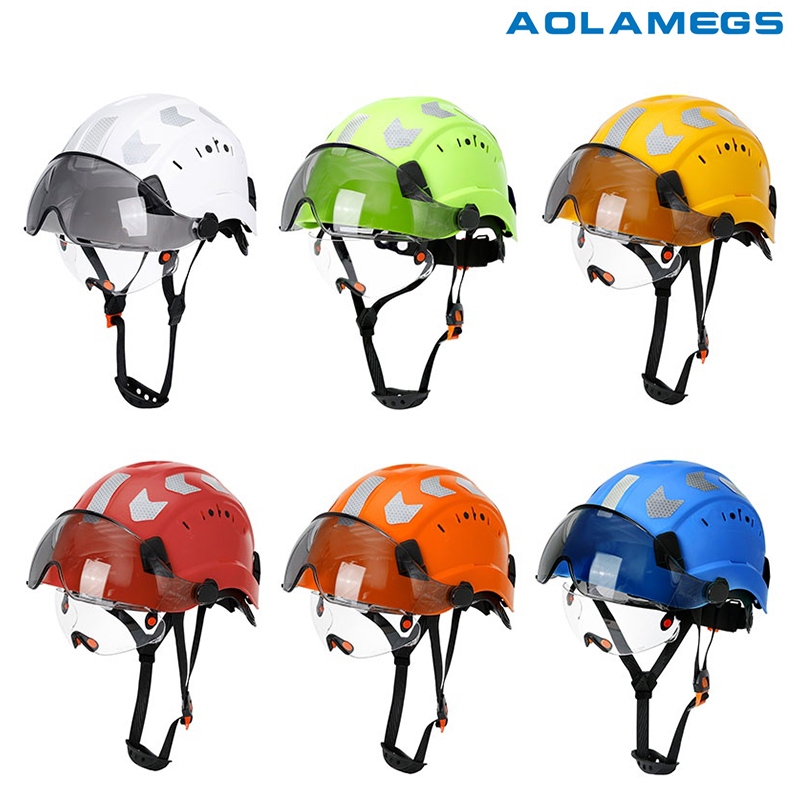 AOLAMEGS CE Construction Safety Helmet Visor Built In Goggles ...