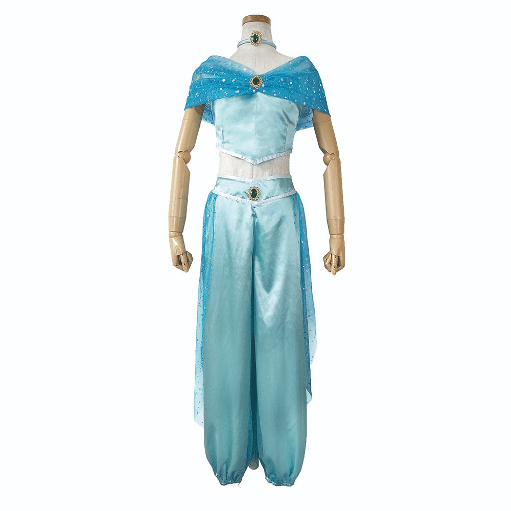 Aladdin Jasmine Princess Cosplay Costume Women Girl Fancy Dress Up ...