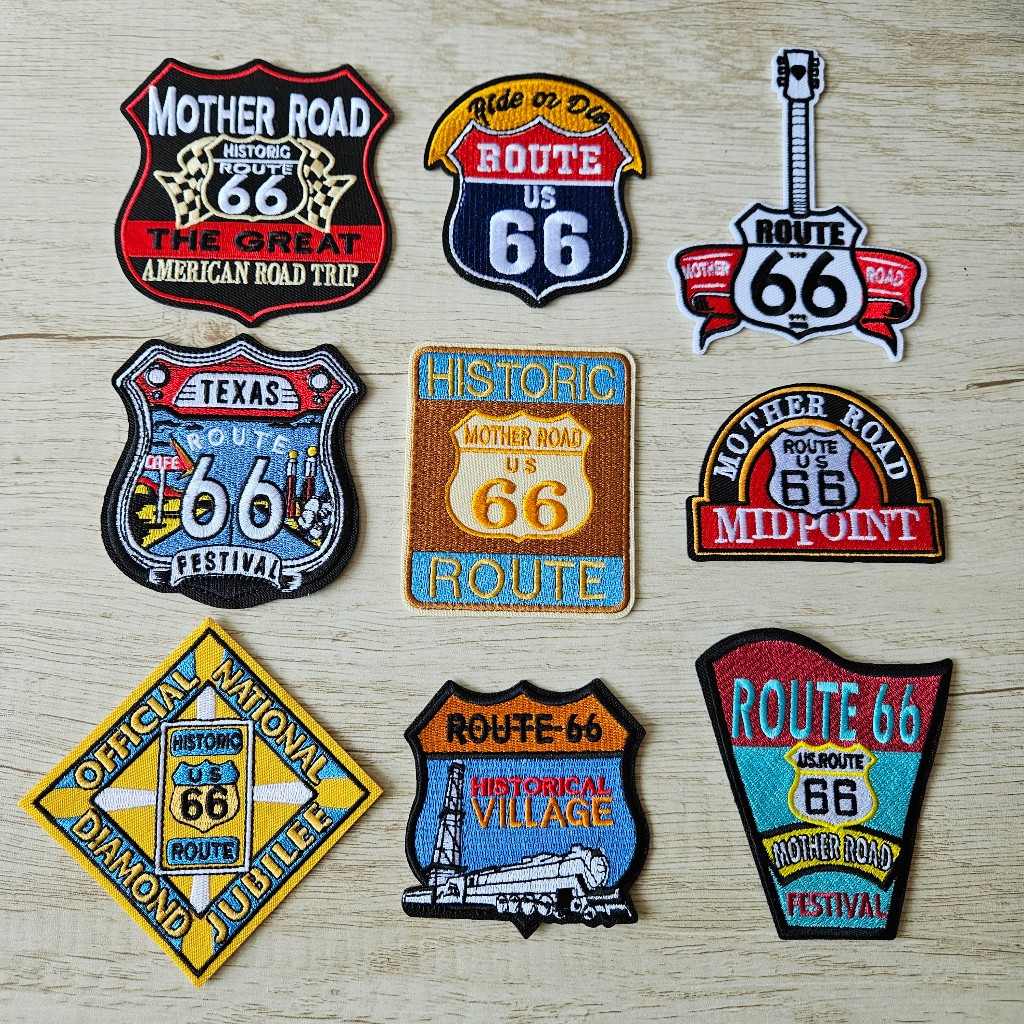 Custom Brand Logo 66 Route Embroidery Patches Iron On Sew On Harley ...