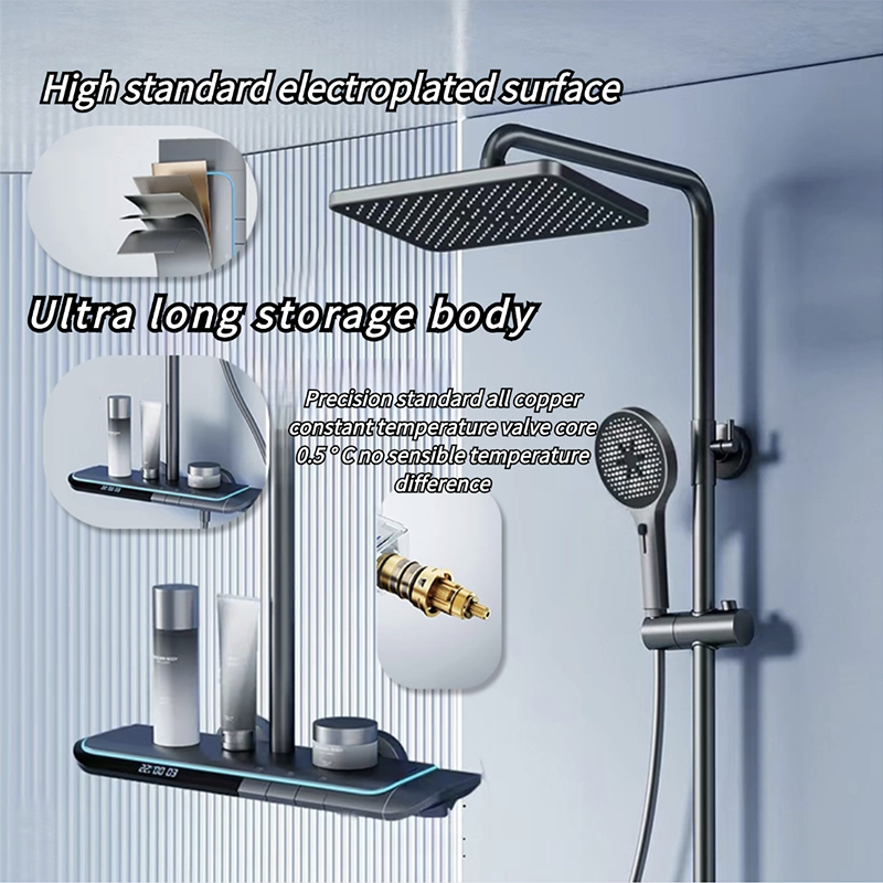 Shower Set With LED Control Display Piano Shower Panel Shower Head With ...