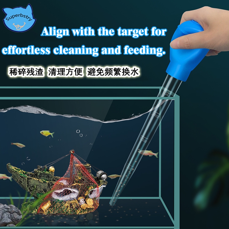 Aquarium Cleane Manual Siphon Pipette Fish Tank turtle Gravel Cleaning ...
