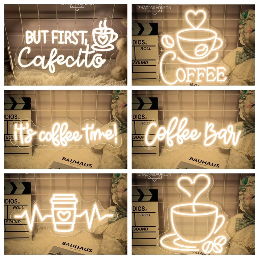 Coffee Neon Led Sign Cafe Bar Neon lights Wall Art Decoration Coffee ...