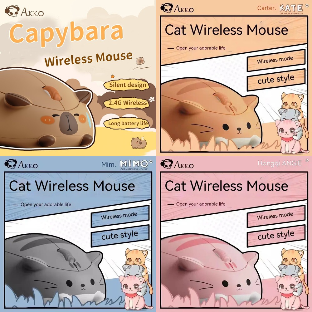 AKKO 2.4GHz Wireless Mouse Cute Portable Mouse Silent Computer Mouse ...