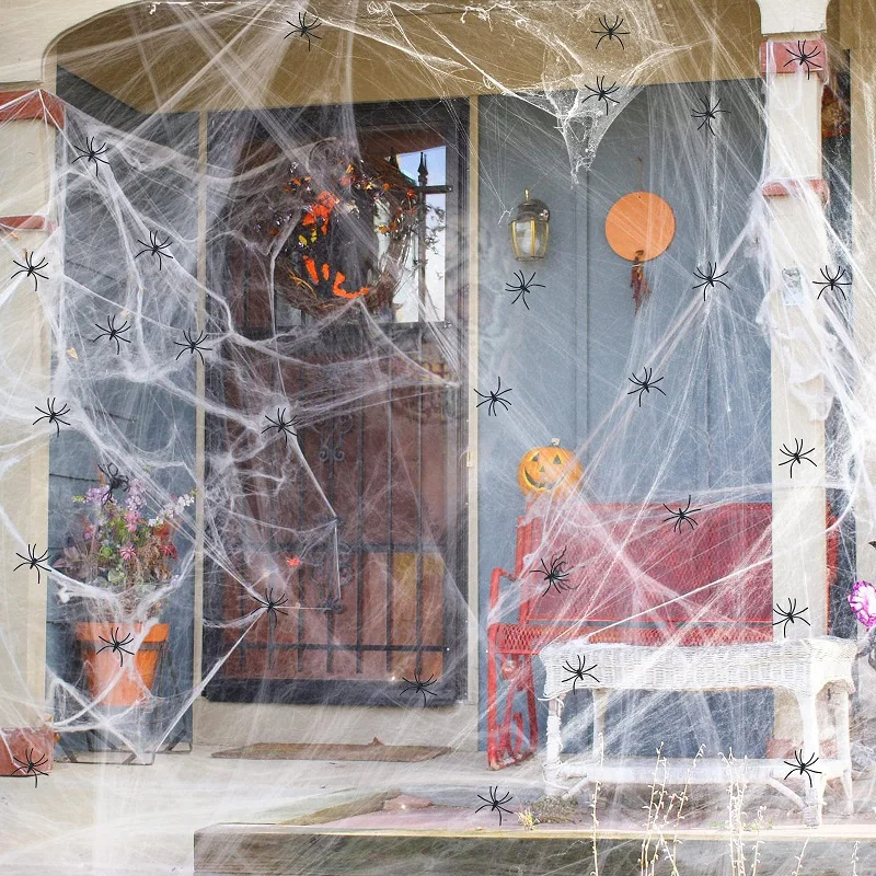 Halloween Decorations Artificial Spider Web Stretchy Cobweb Scary Party ...