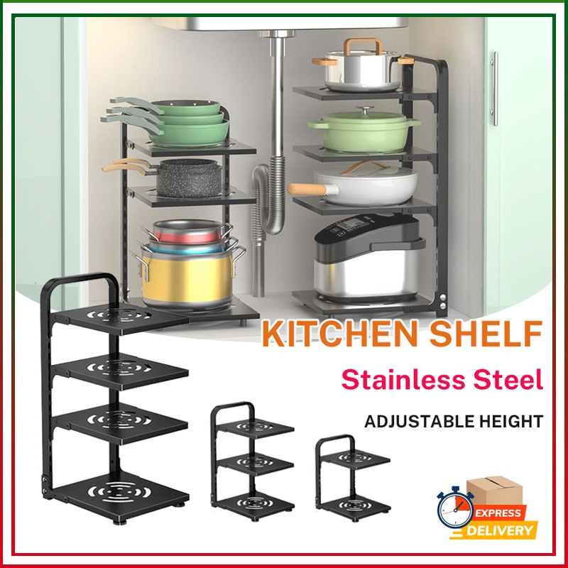 [SG Ready Stock] Adjustable Pot Rack Under Sink Rack Kitchen Organizer ...