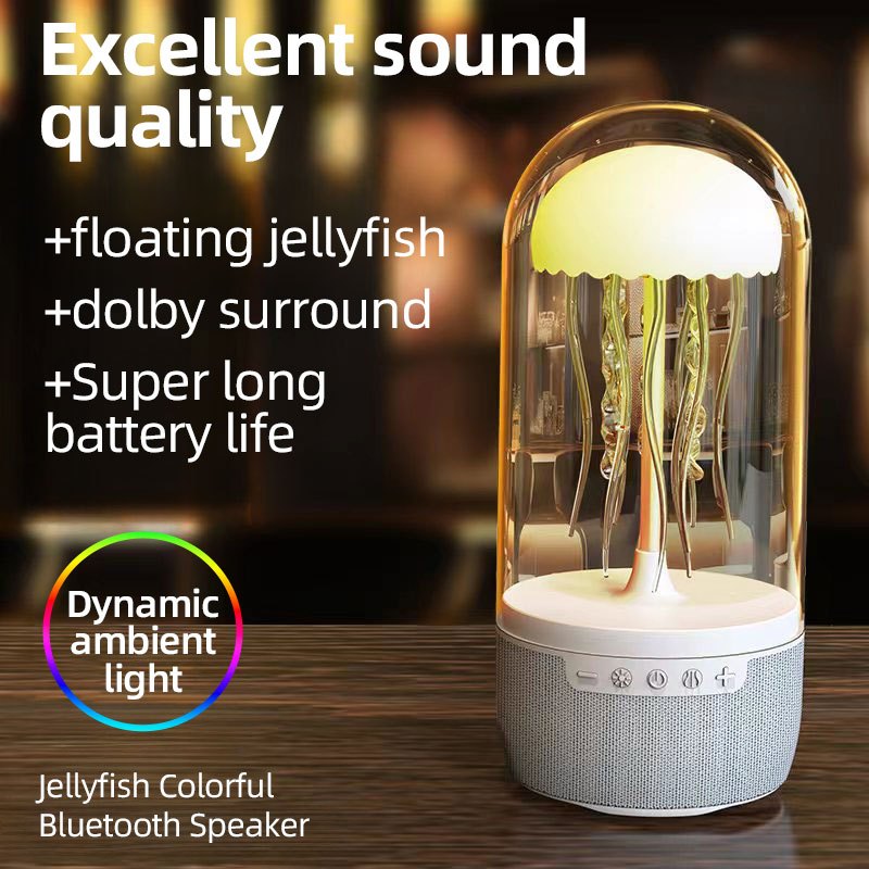 Jellyfish Bluetooth Speaker with Creative LED Night Light, Long Battery ...