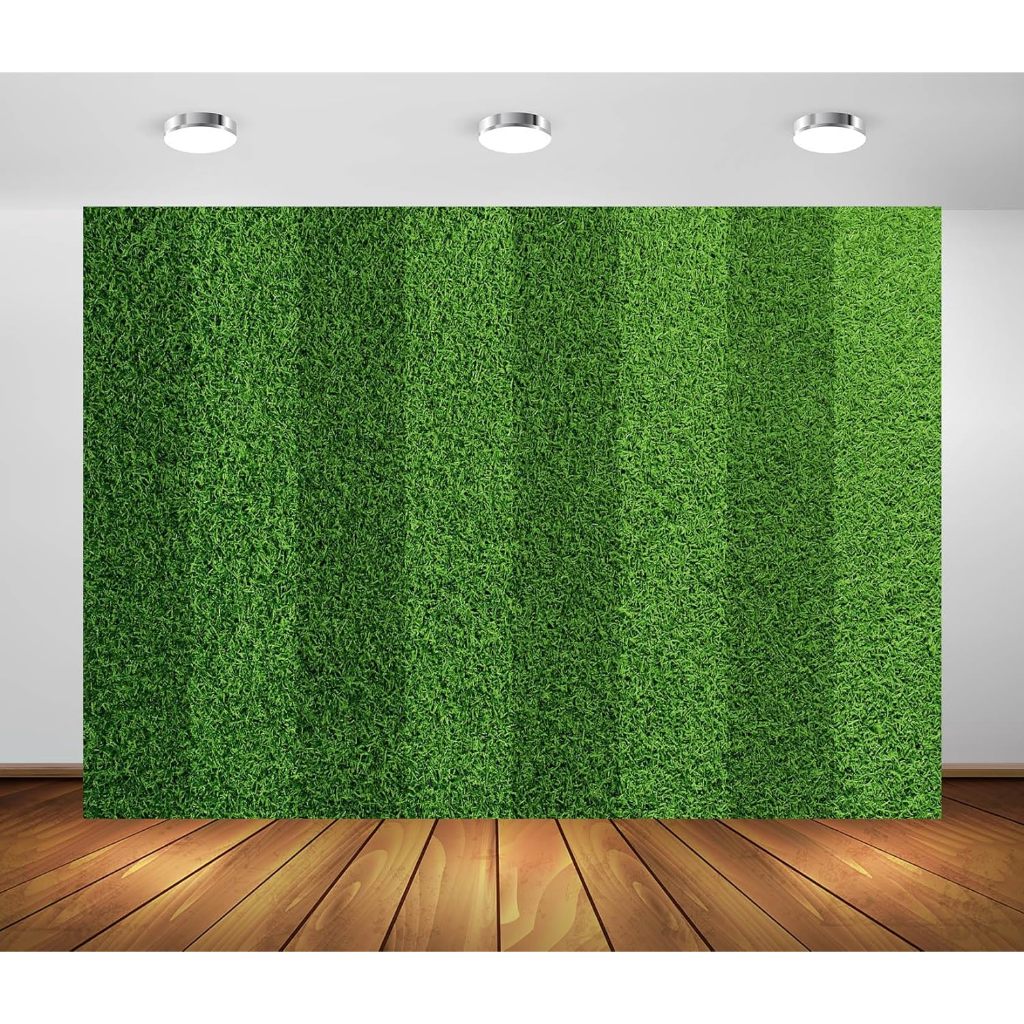 7x5ft Fabric Green Grass Lawn Photography Backdrop Football Stadium ...